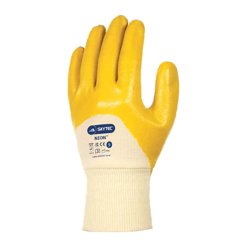 Skytec Neon Nitrile-Coated Hi-Vis Work Gloves - Gloves.co.uk